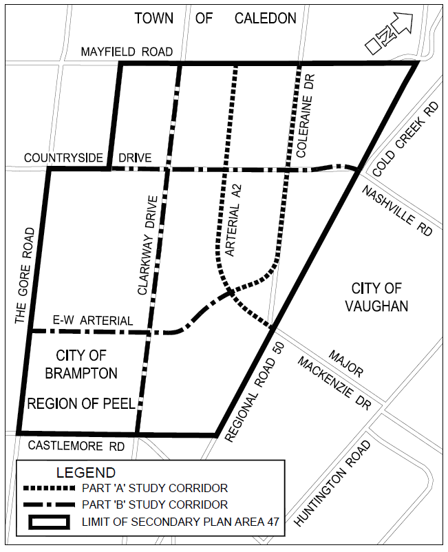 Arterial roads within Highway 427 industrial secondary plan area (Area ...